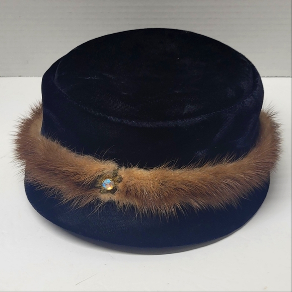 Vintage | Accessories | Vintage 94s Mink Band Felt Pillbox Style Hat ...